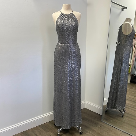 Amsale | Dresses | Amsale Chandler Sequined Gown In Gunmetal G977q ...